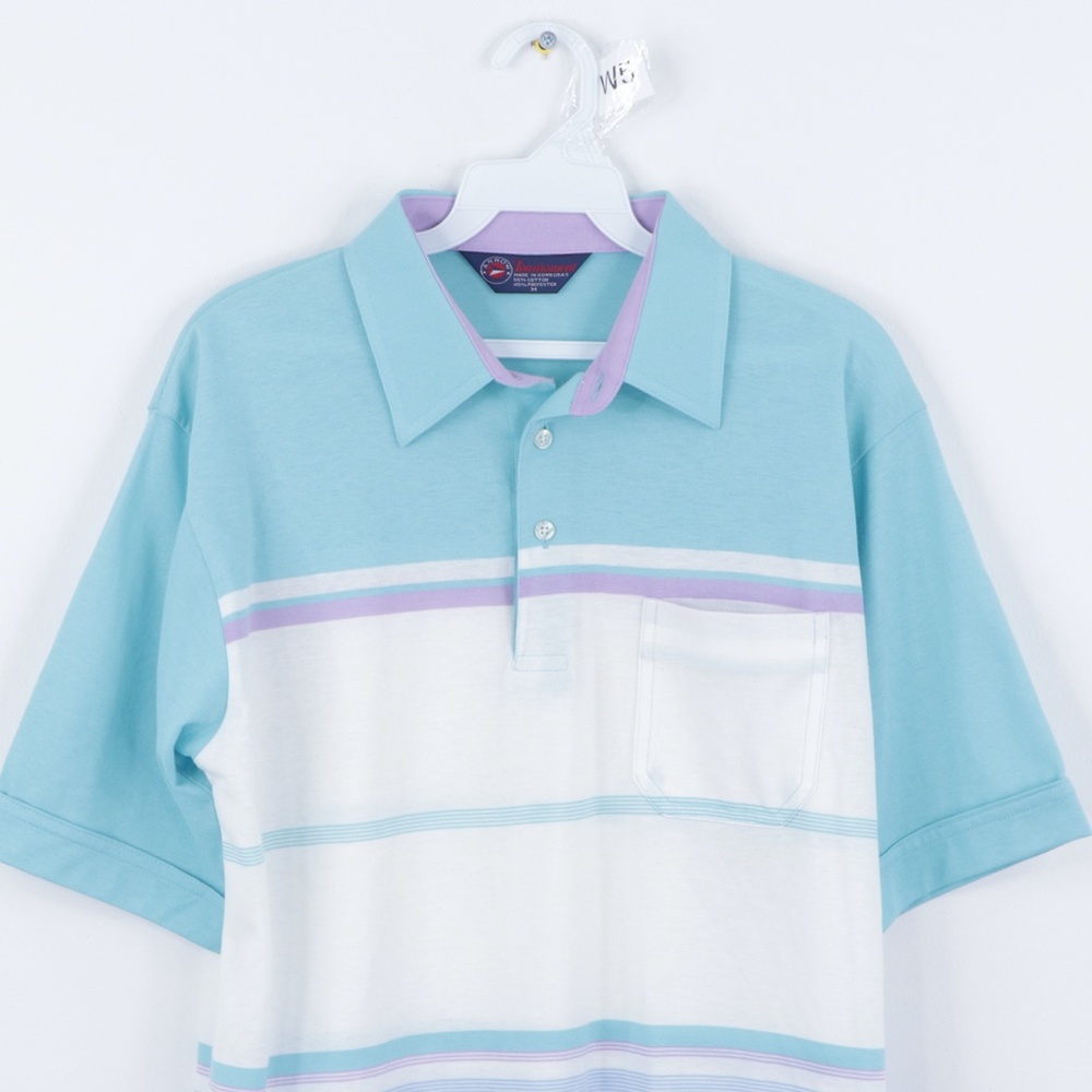 80s Streetwear Mens Medium Color Pastel Polo Shirt - Gem